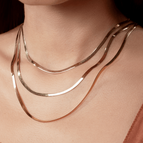 Real Gold Omega Snake Herringbone Belt Chain Necklace 0707 (45 C.M ...
