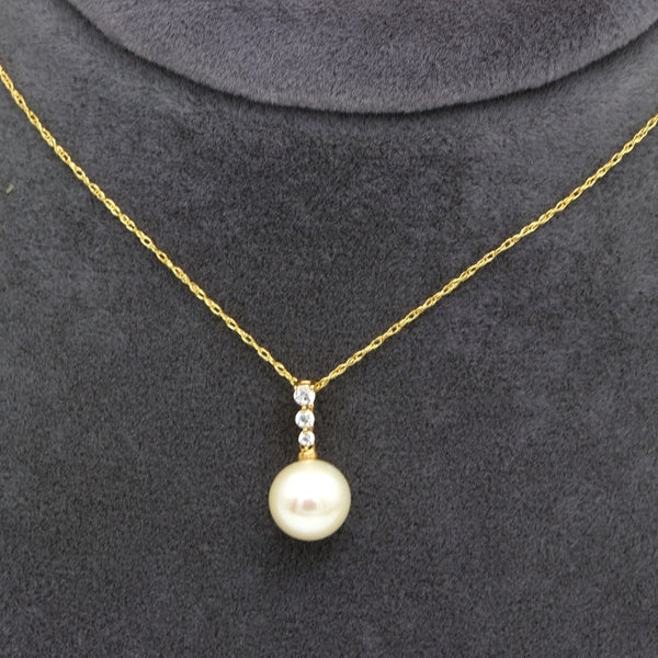 Real Gold Natural Pearl with 3 Stones Necklace 0419 CWP 2018 – GOLD ...