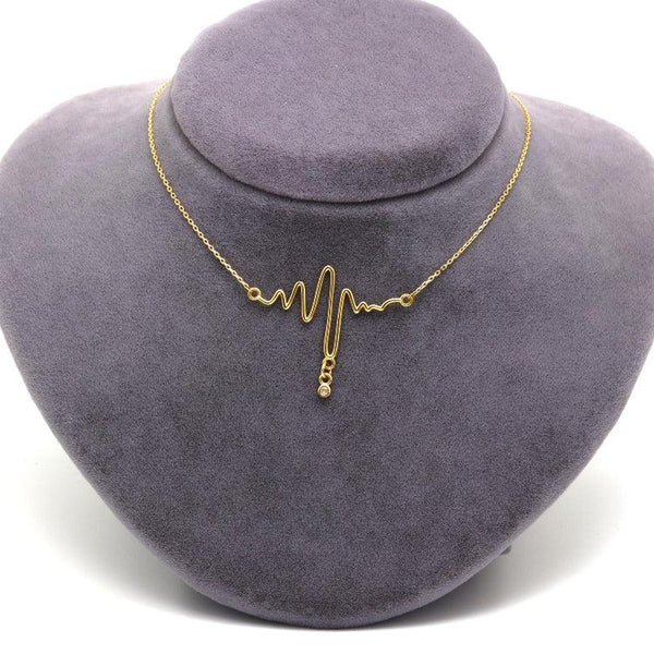 Real Gold Heart Beat with Stone Adjustable Size Necklace - Model 0028 ...