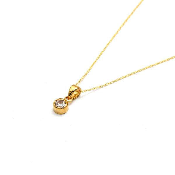 Real Gold Covered Stone Necklace 0043 CWP 2025 – GOLD ZONE JEWELRY